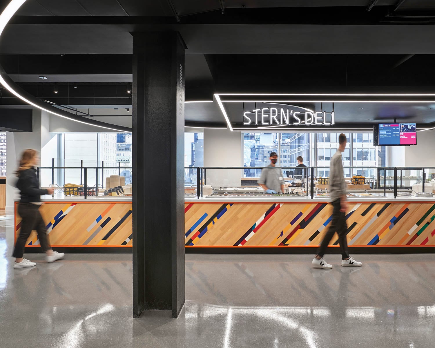 Behind the Design of the Arenalike Cafeteria at NBA Headquarters
